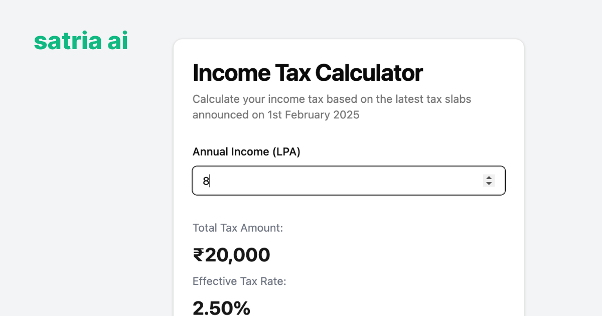 Income Tax Calculator 2025 | Satria AI